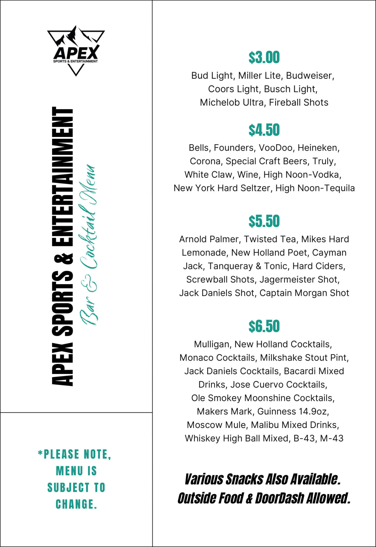 Food & Bar | Apex Sports & Entertainment